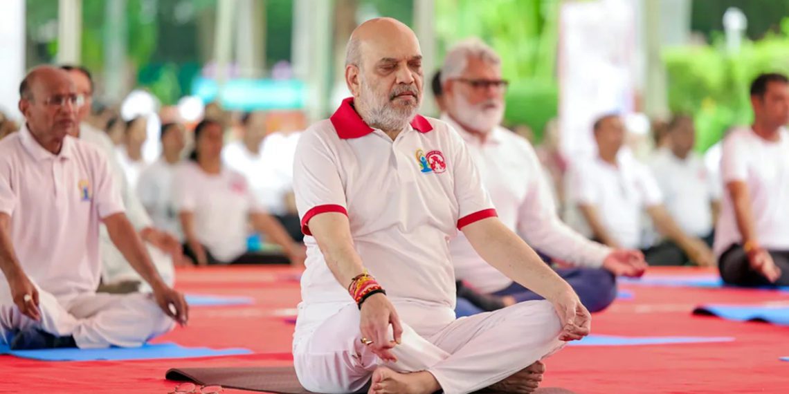 Shah at International Yoga Day Program in Gujarat